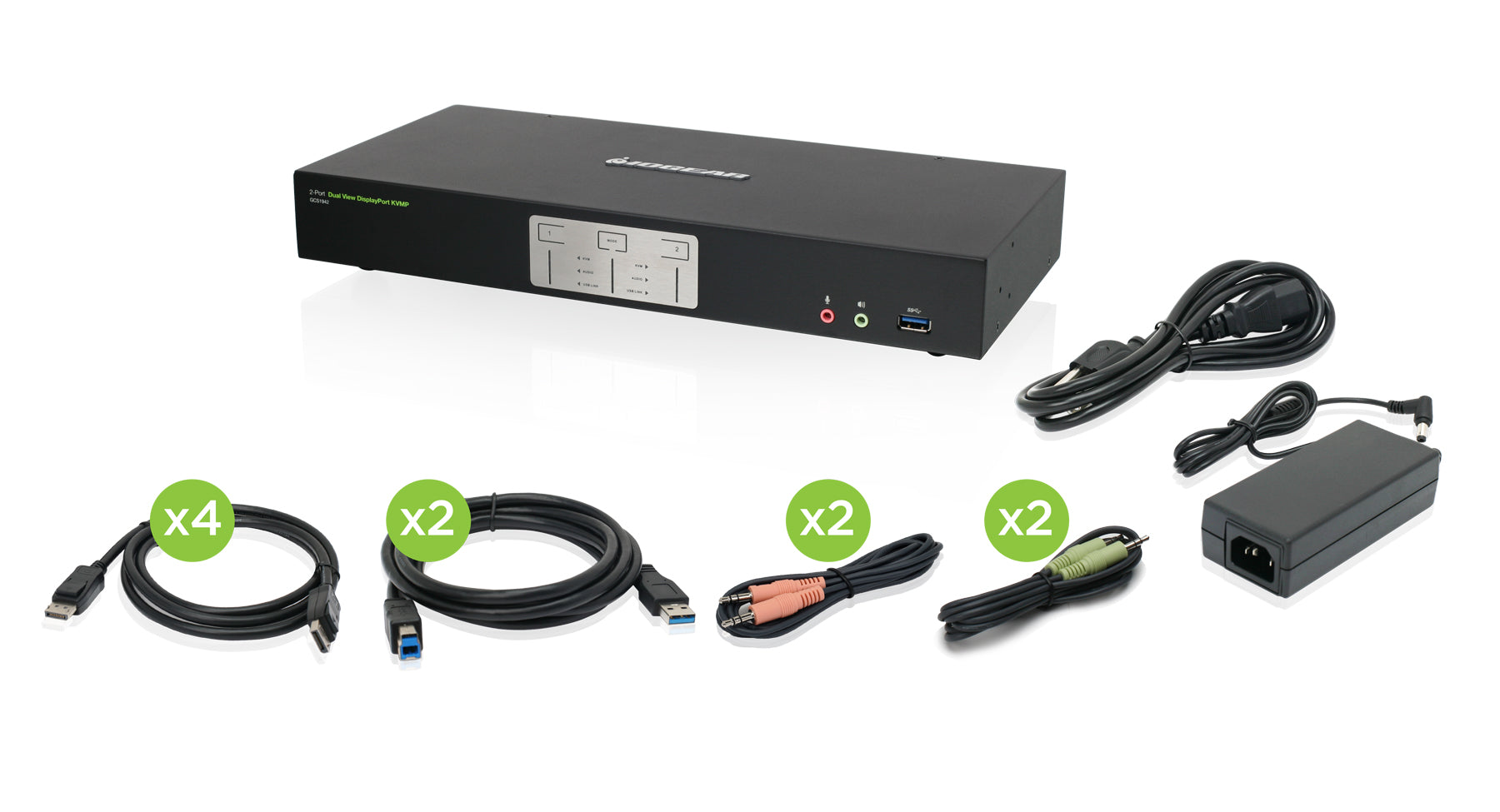 IOGEAR 2-Port 4K Dual View DisplayPort KVMP with USB 3.0 Hub and Audio ...